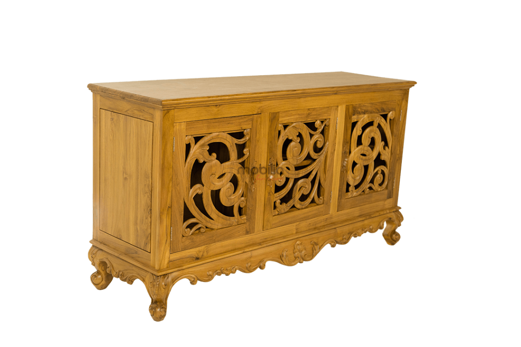 Hyacinth 150cm Wide Three Doors Rectangular Bahut with Spiral Flower ...