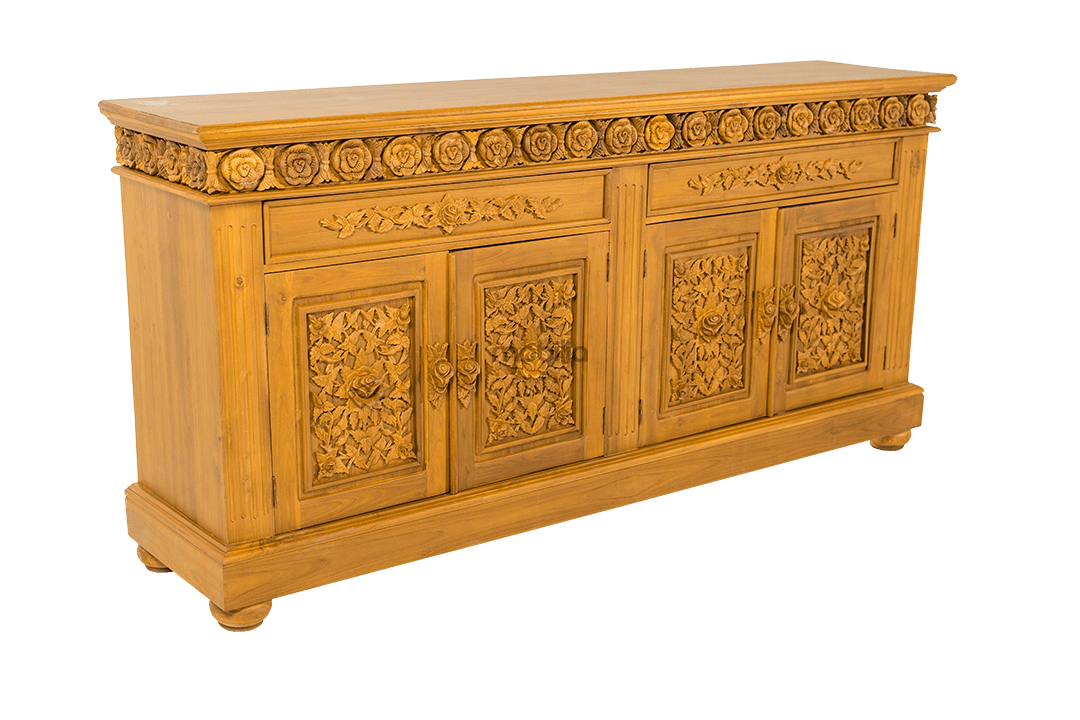 Rose 200cm Wide Rectangular Bahut with Pattern Design | Mobilia