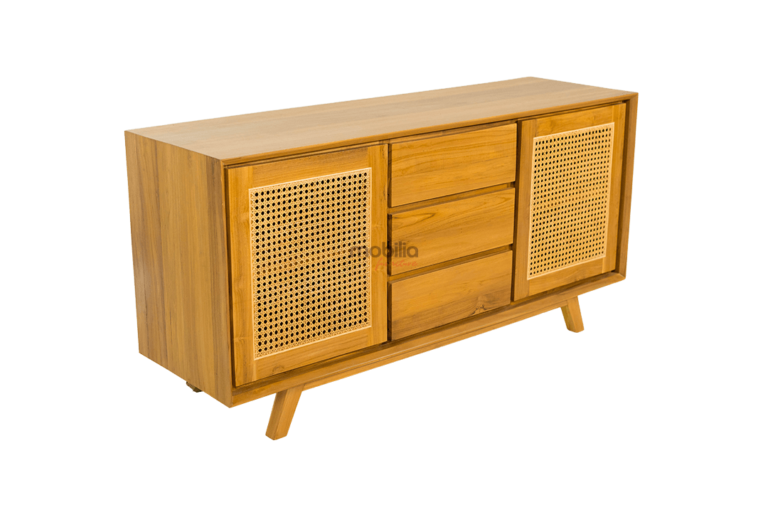 Lupine 150cm Wide Rectangular Bahut with Rattan Design | Mobilia