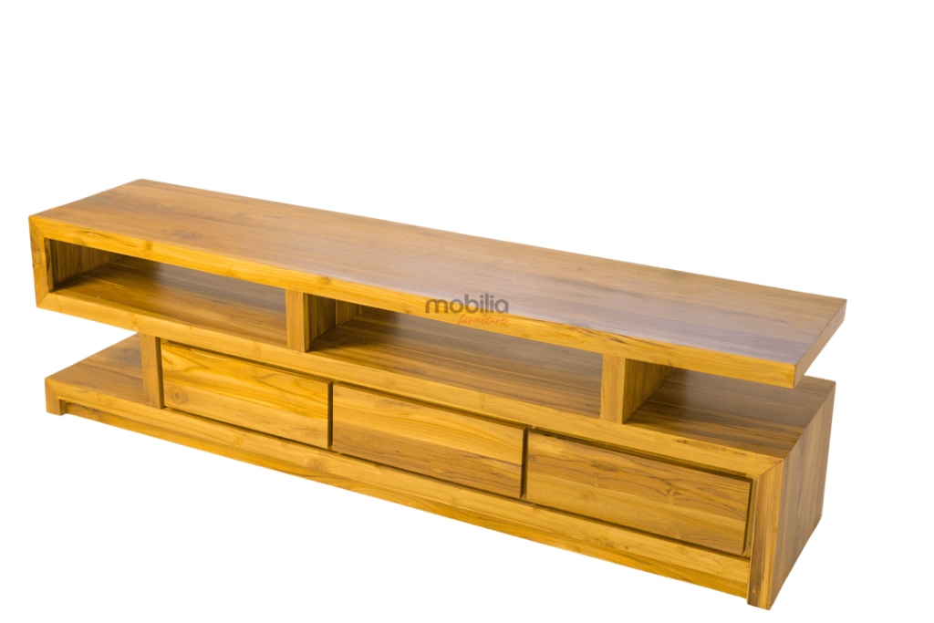 Florence Three Drawers Rectangular TV Unit with Modern S Design | Mobilia