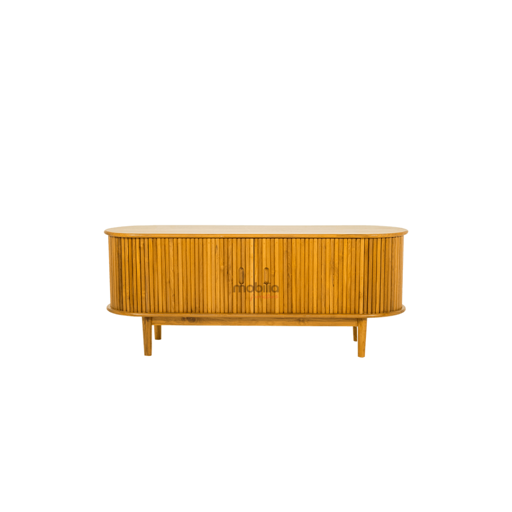Istanbul 150cm Wide Oval Edge Rectangular TV Unit with Stripes Design ...