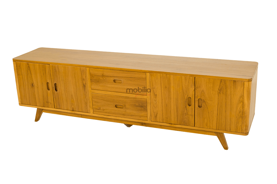 Cairo 200cm Wide Rectangular TV Unit with Curved Edge Minimalist Design ...