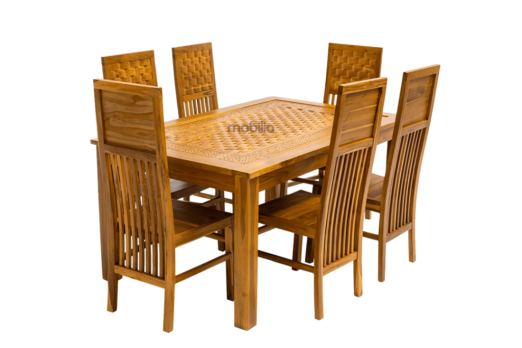 6 Seater Fava Dining set with Pattern Design | Mobilia